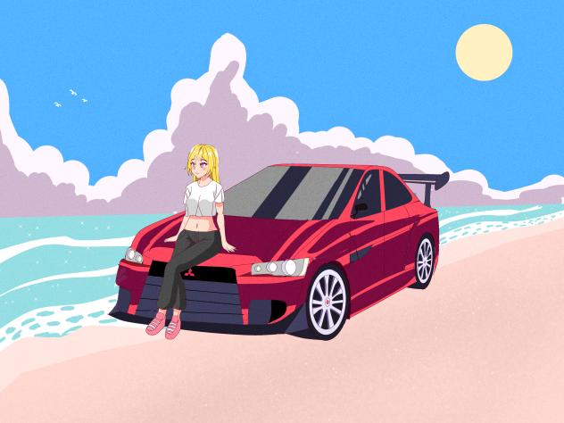 car in Beach - ibisPaint