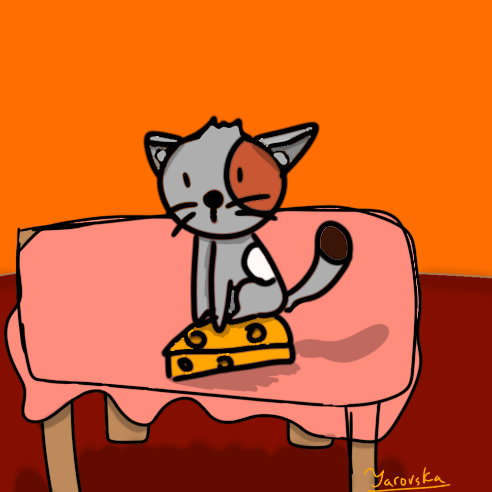 cat on cheese - ibisPaint