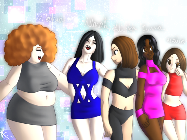 Drawing of a girl group - ibisPaint