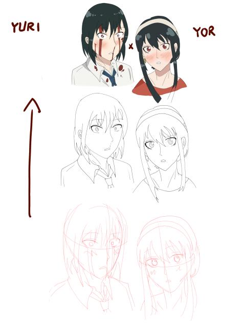 Yuri & Yor drawing process - ibisPaint