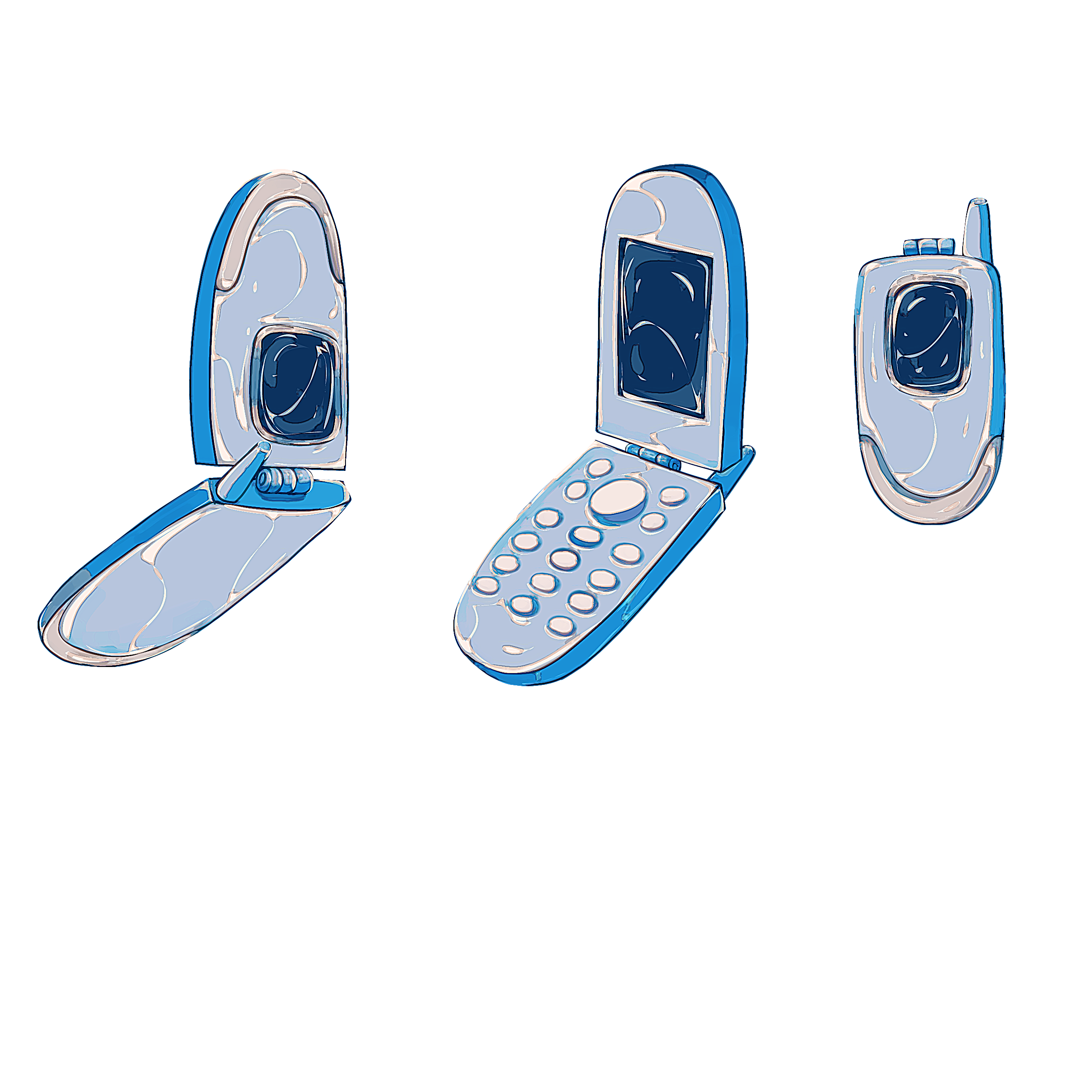 Blue Flip Phone - ibisPaint