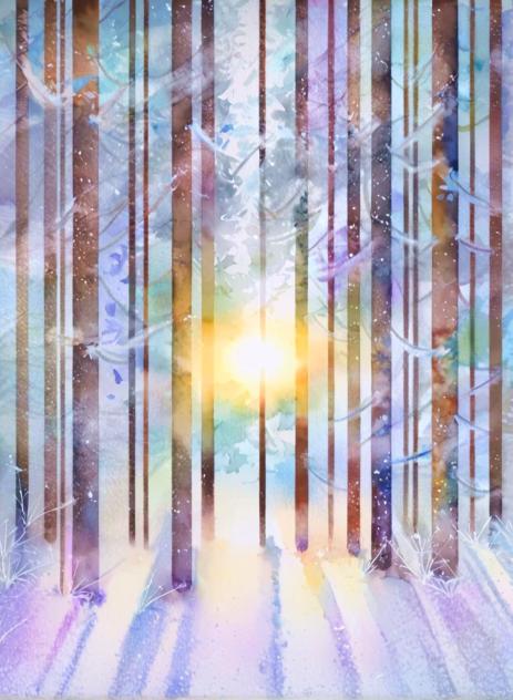 Forest sunset (Watercolour) - ibisPaint