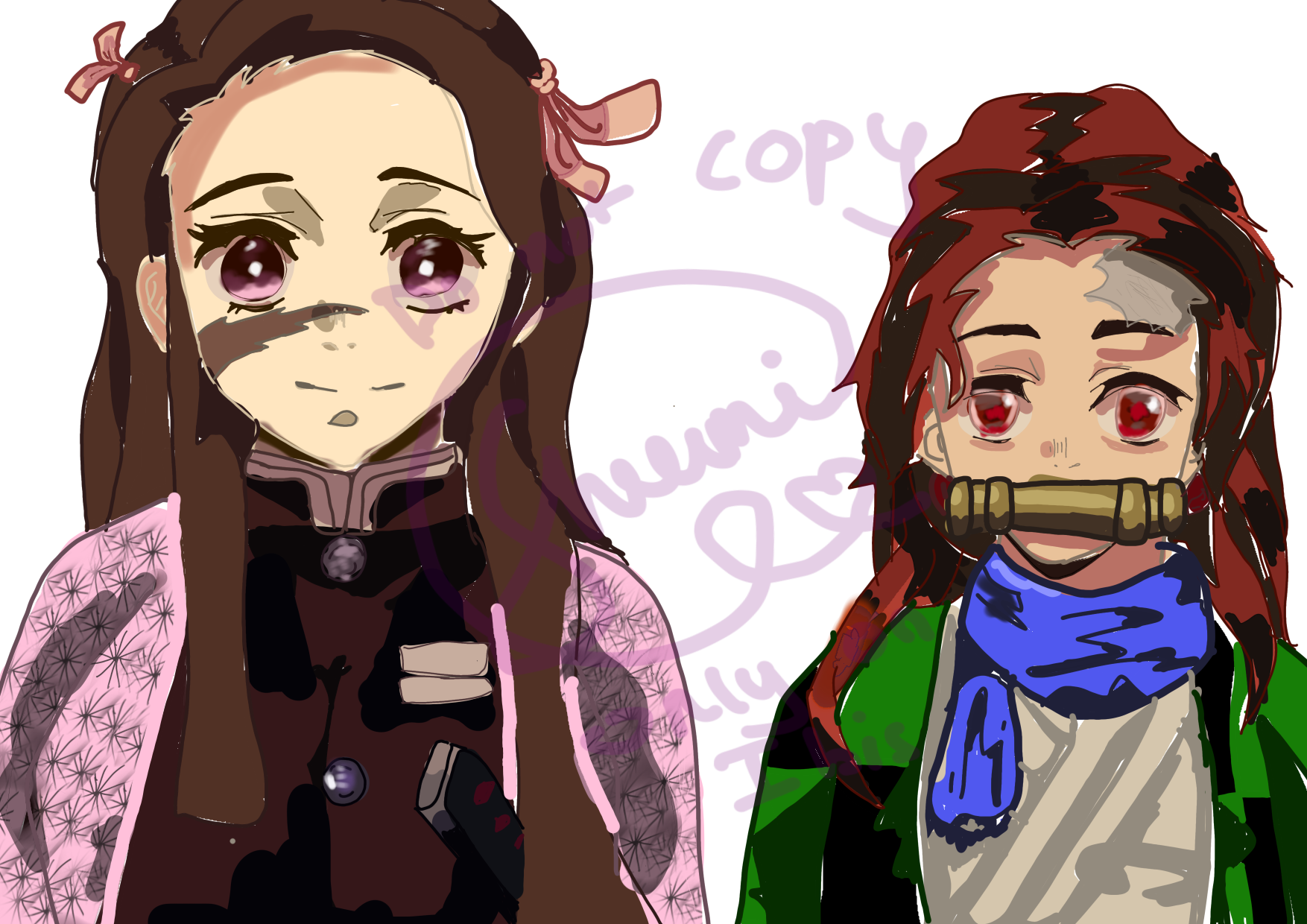 Soo I swapped tanjiro and nezuko - ibisPaint