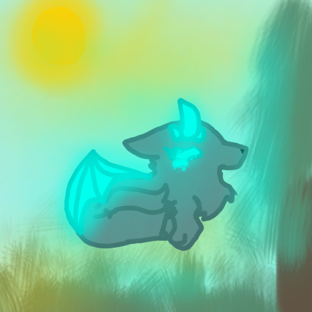 Baby demon wolf crying at a forest lol - ibisPaint