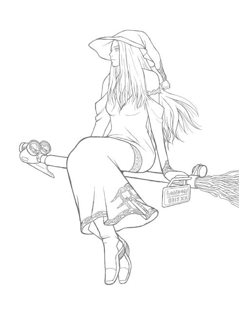 Witch Line drawing - ibisPaint