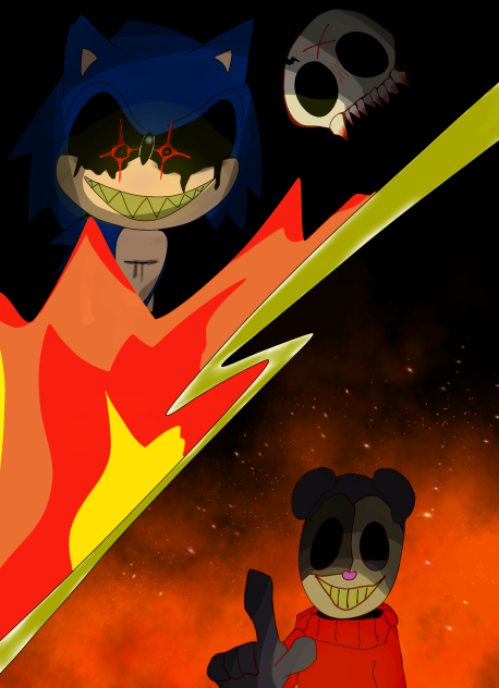 sonic.exe and TWIDDLEFINGER - ibisPaint