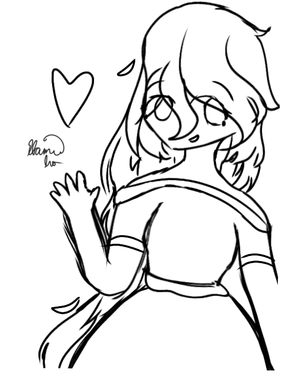 A Girl Saying Hello Sketch - ibisPaint