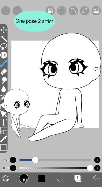 One pose for 2 artist - ibisPaint