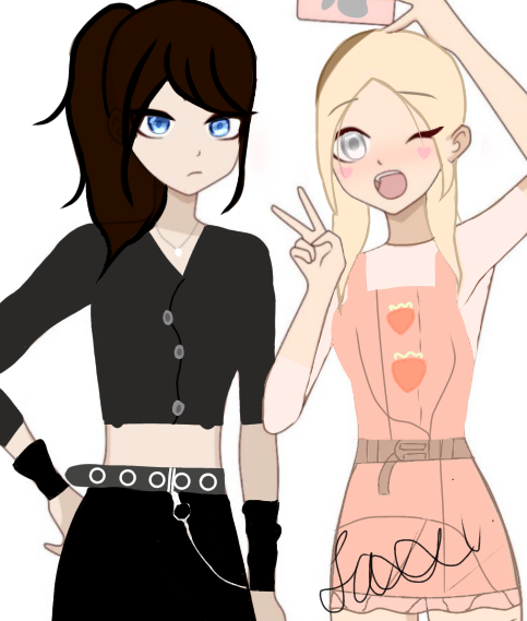An Emo Girl & Softie Girl Taking Picture - ibisPaint