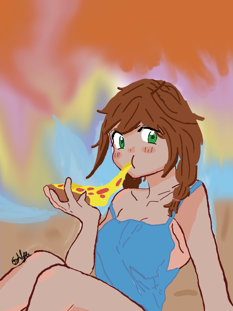 niña en una playa - ibisPaint