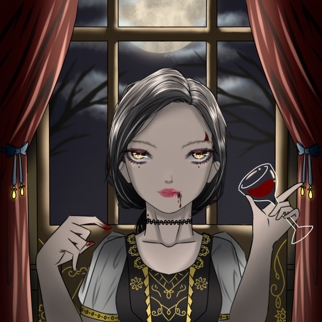 Try to draw my friend make up as vampire - ibisPaint