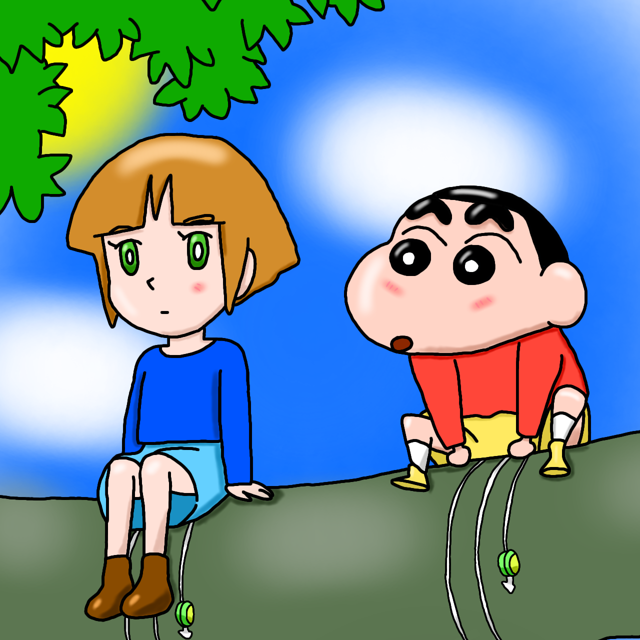 Shin-chan y Limón wallpaper - ibisPaint