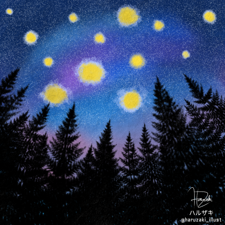 Starry Sky in the Forest - ibisPaint