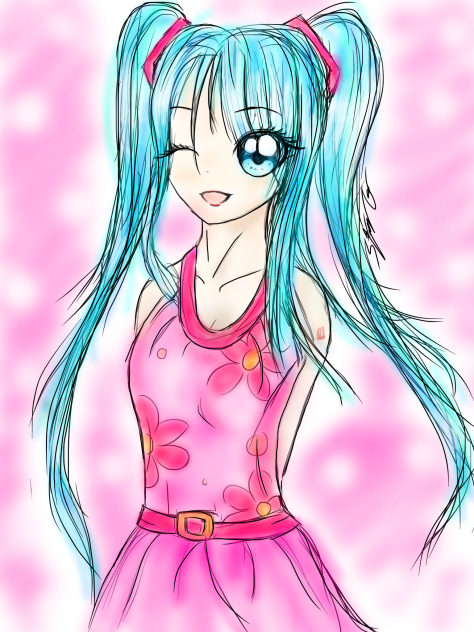 Pink Hatsune Miku! - ibisPaint