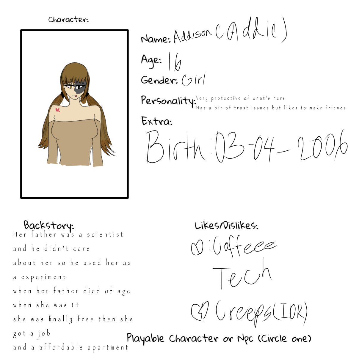 OC sheet for life simulator - ibisPaint