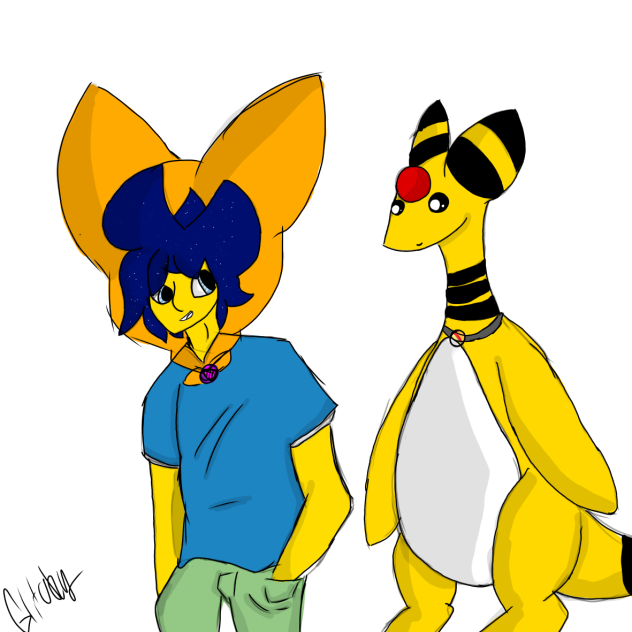 my robloxian and ampharos - ibisPaint