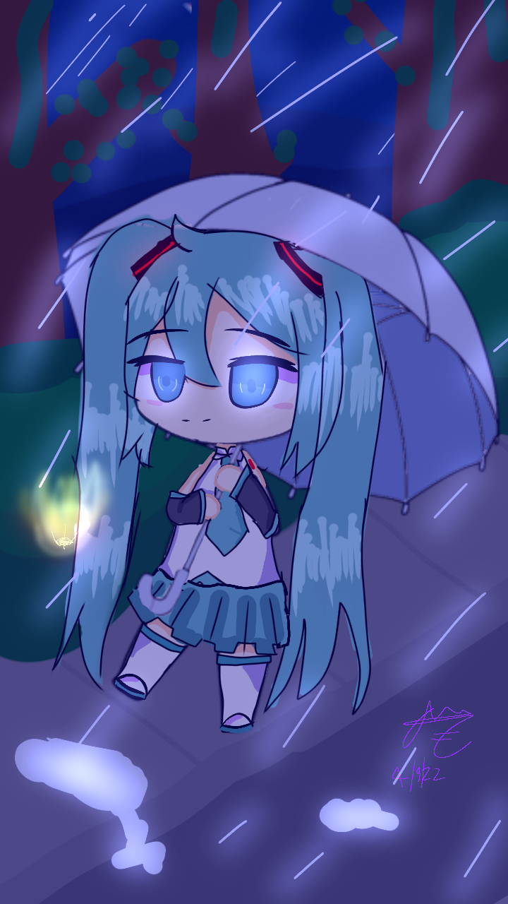Miku in the rain - ibisPaint