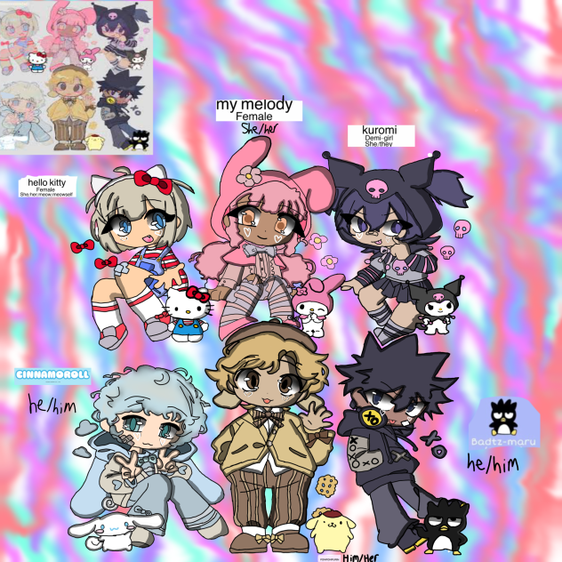 The hello kitty group as human not done - ibisPaint