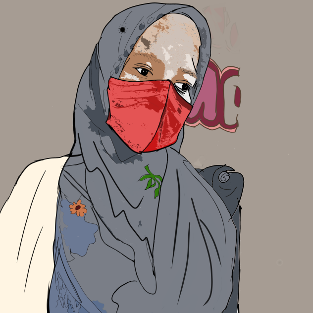 moeslim woman with red mask - ibisPaint