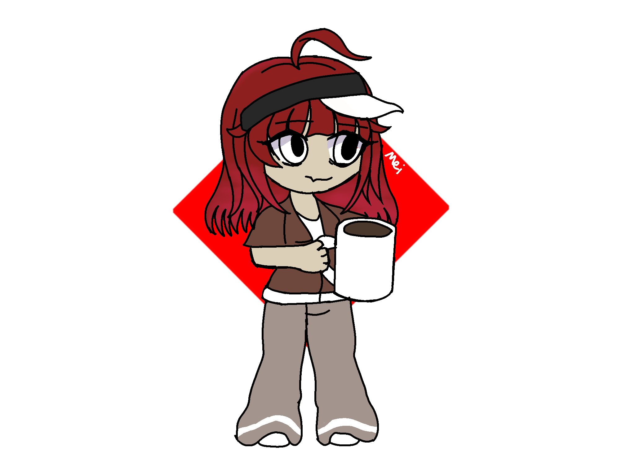 Mei (OC) Drinking Coffee - ibisPaint