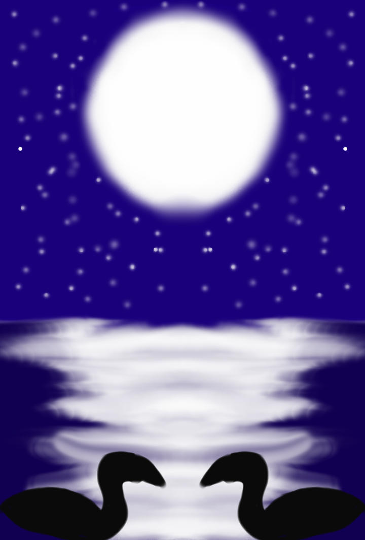Swans in the moon light - ibisPaint