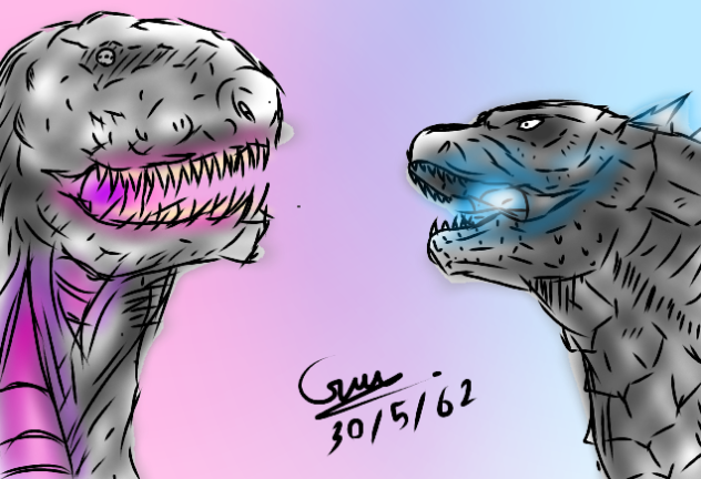 godzilla battle - ibisPaint