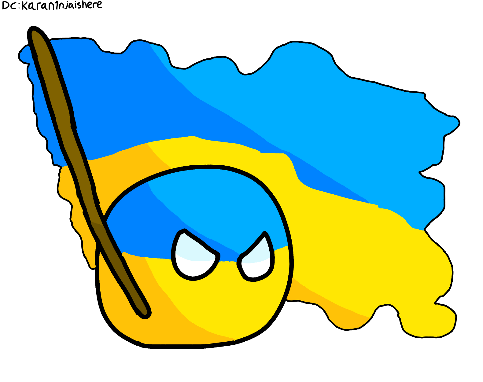 Ukraine with Ukrainian flag in hand - ibisPaint