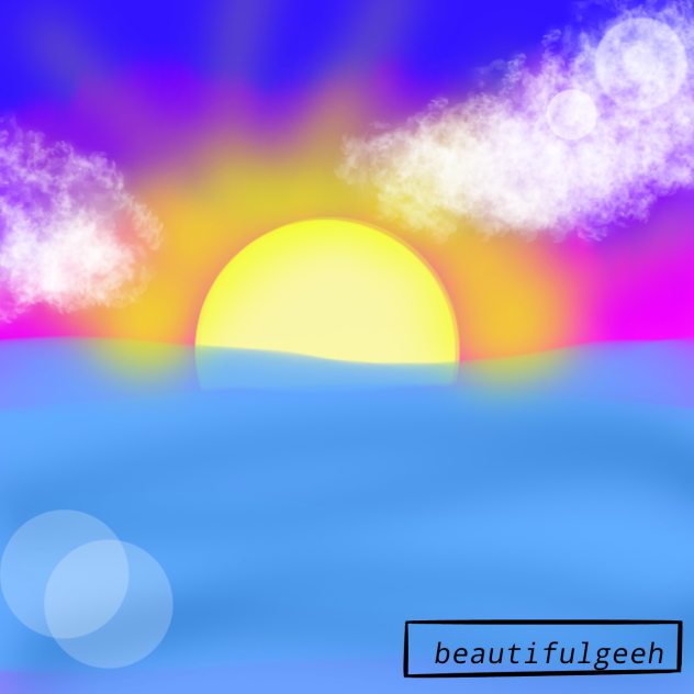 pôr do Sol nas ondas - ibisPaint