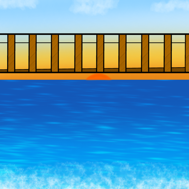 Sea Bridge with sun set - ibisPaint