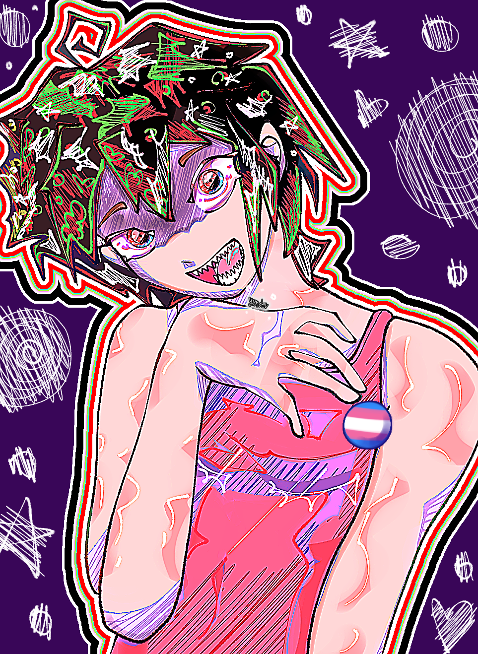 Self Portrait! With Maki burn scars - ibisPaint