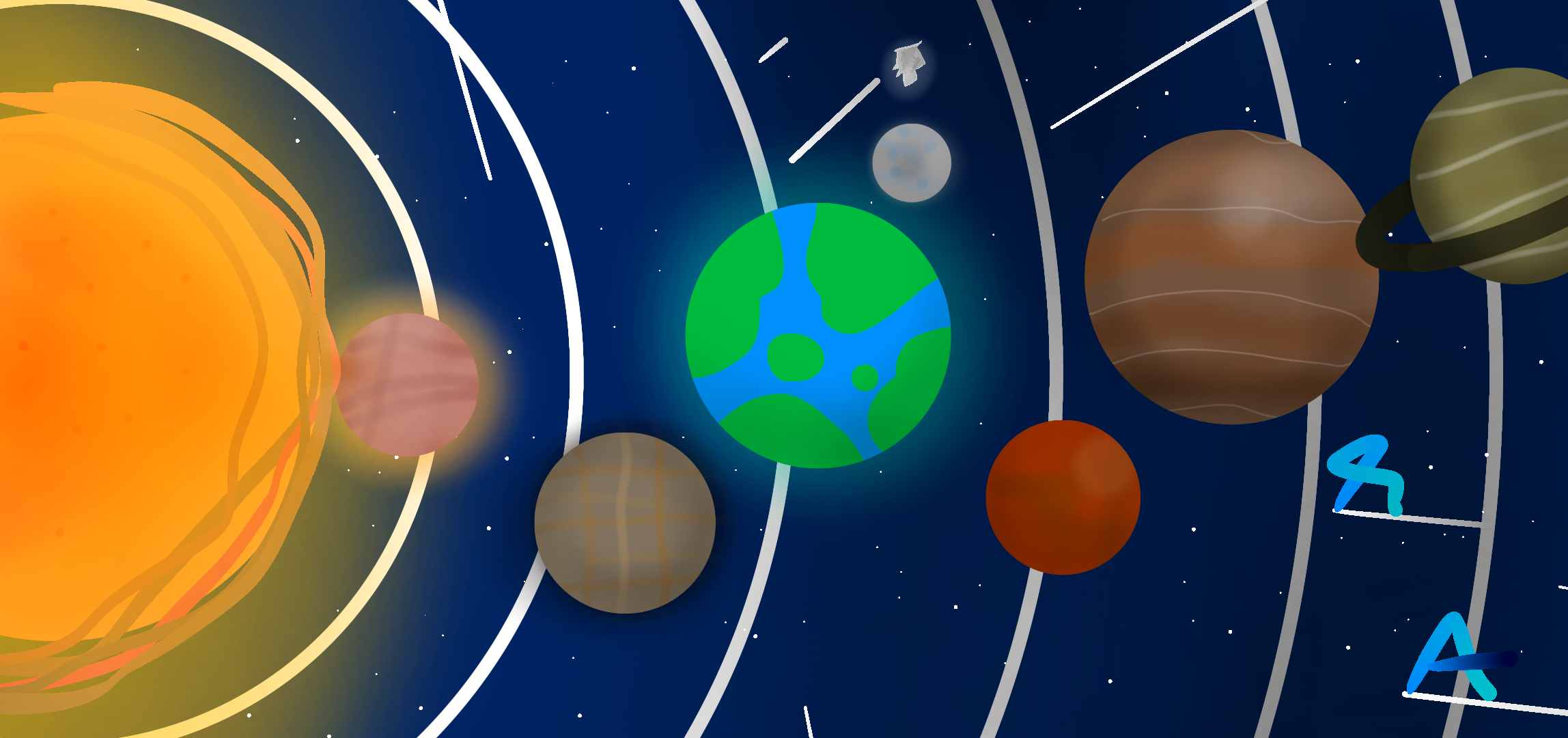 finger-drawn solar system - ibisPaint
