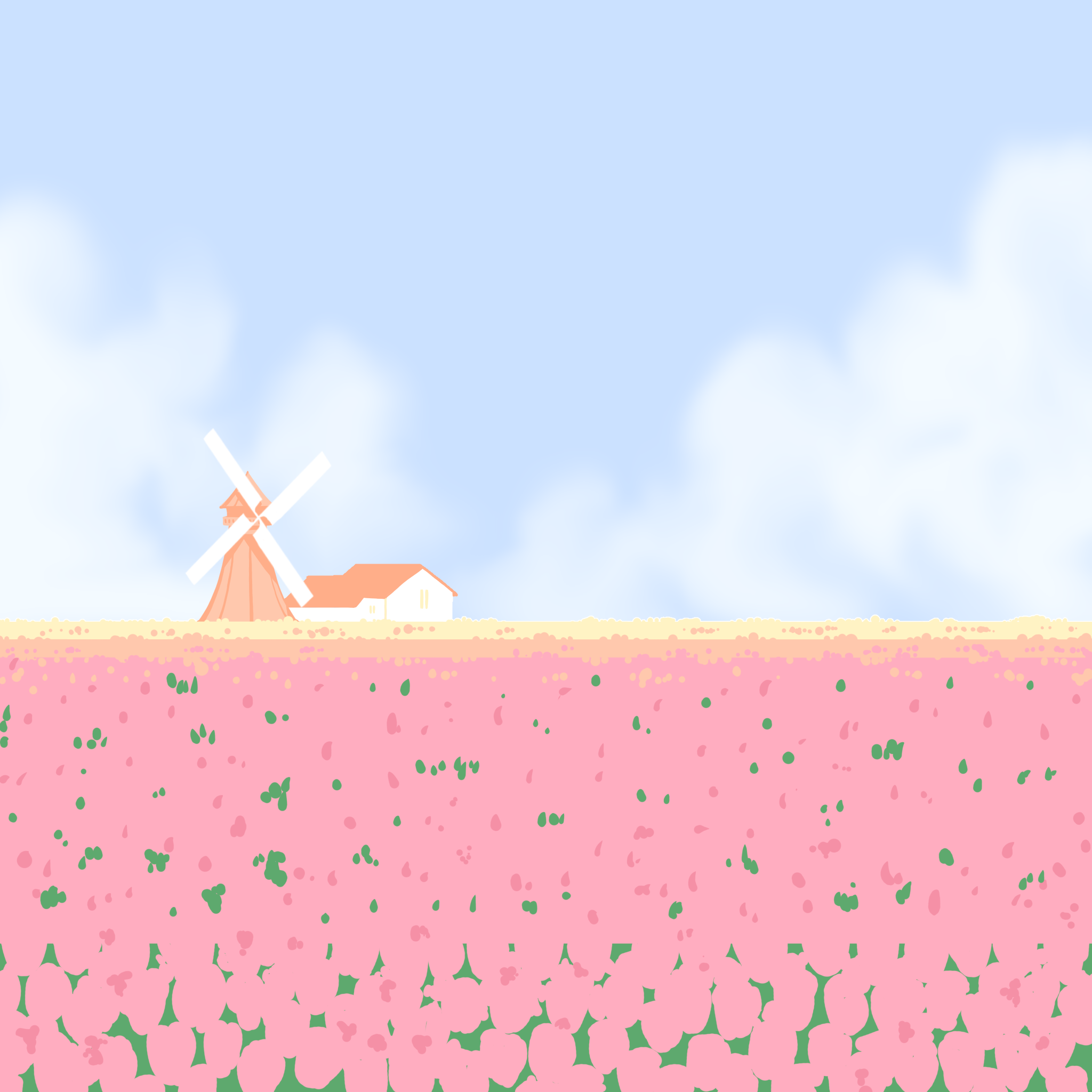 Spring pink tulip field - ibisPaint