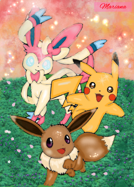 Sylveon,Pikachu, eevee - ibisPaint