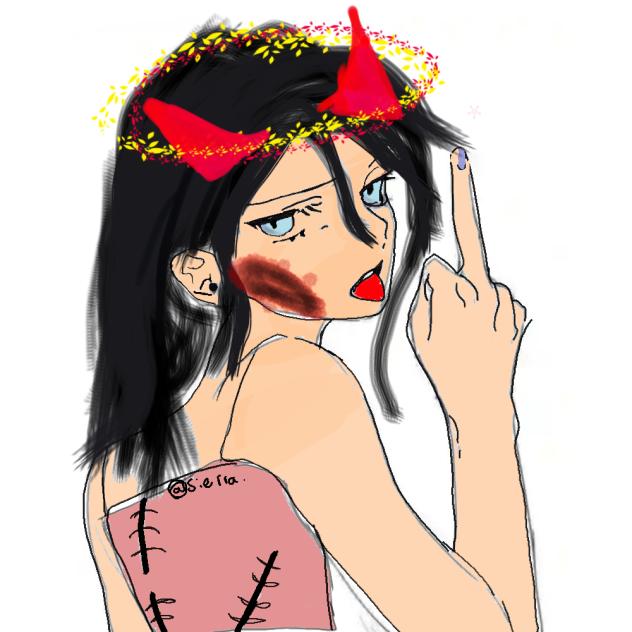 powerful angel half demon girl - ibisPaint