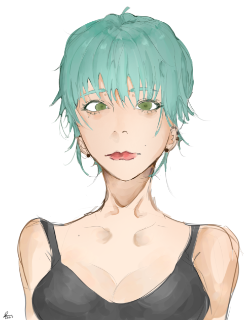 green hair lady - ibisPaint