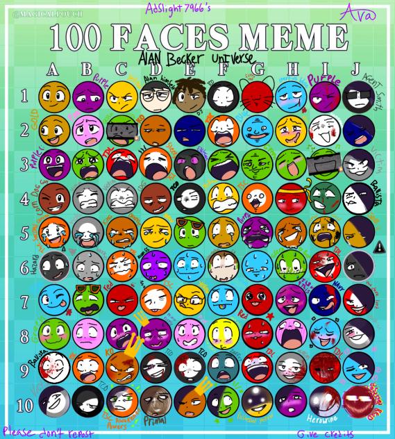 100 faces meme - Alan Becker Universe - ibisPaint