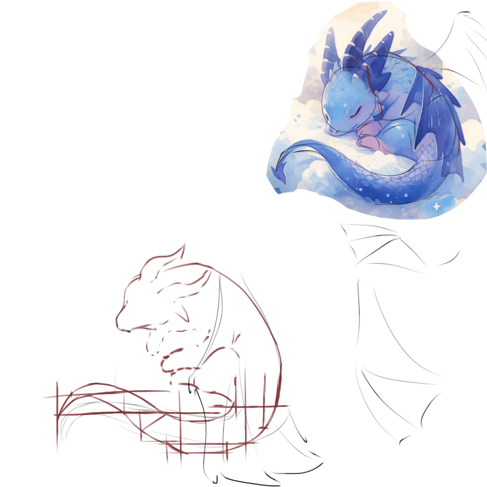 Pose Study - Sleeping Baby Dragon - ibisPaint