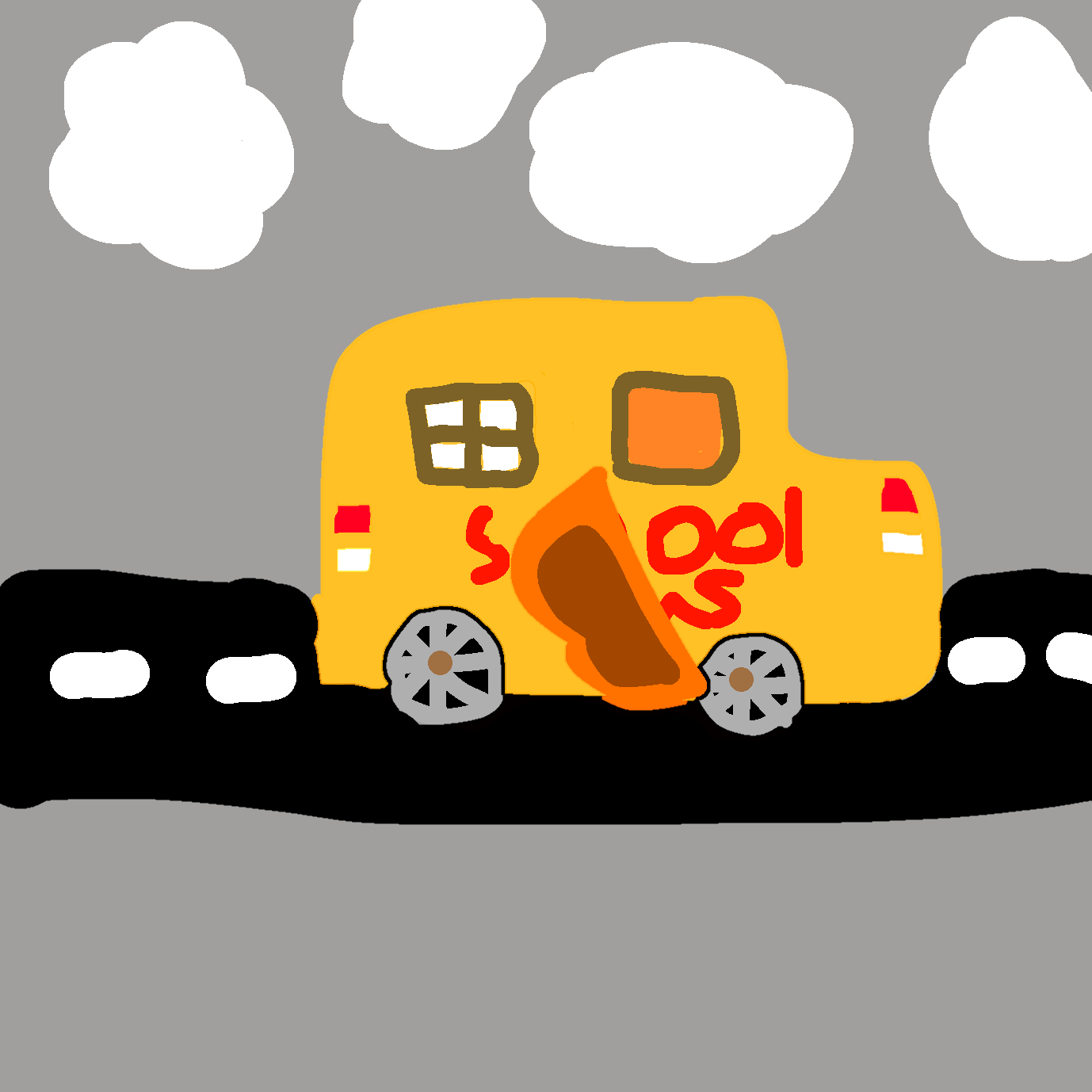 School bus with wings - ibisPaint