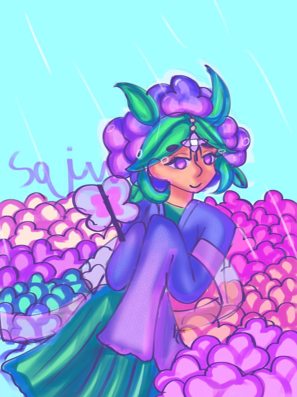 A field of hydrangeas - ibisPaint