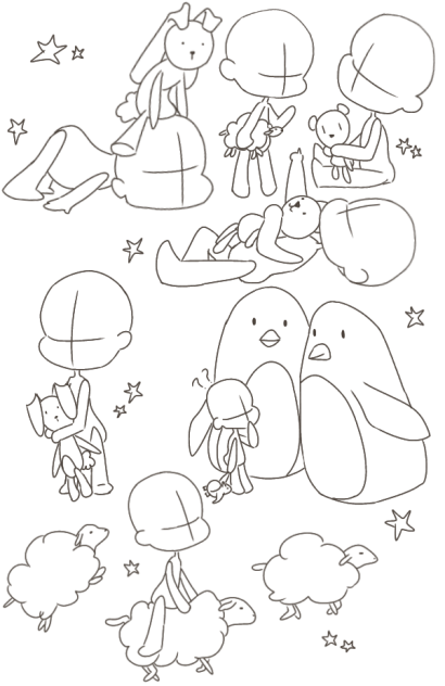 Stuffed animal chibi poses - ibisPaint