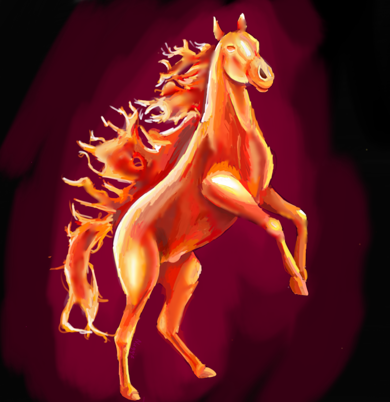 Flaming horse, block tales. - ibisPaint