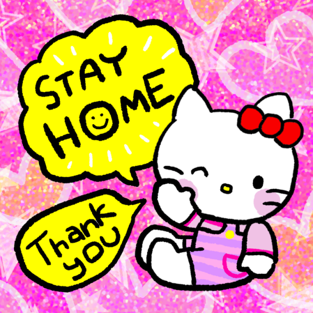hello kitty says stay at home - ibisPaint