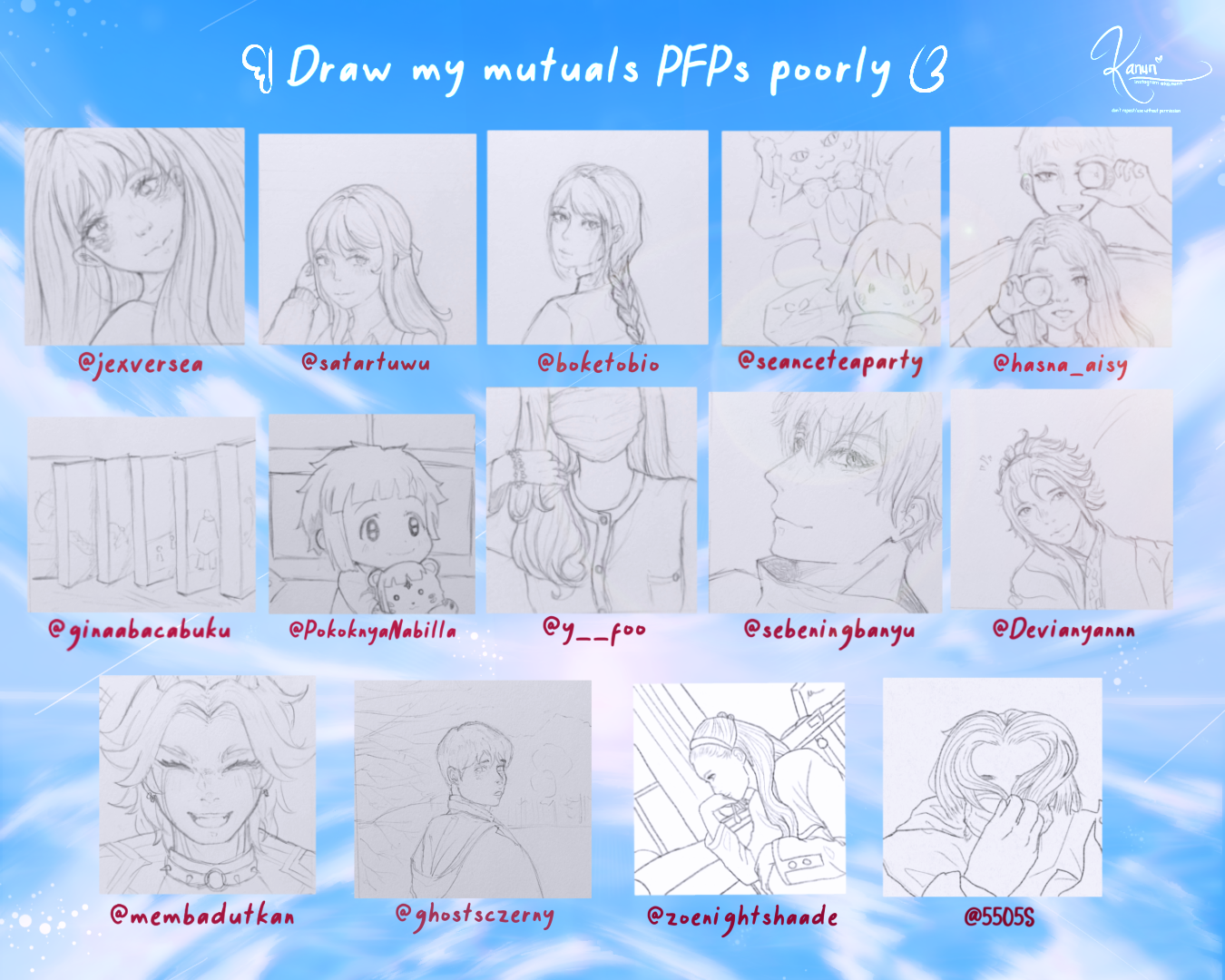 Draw my twitter mutual PFPs poorly - ibisPaint