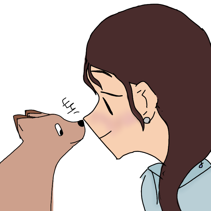 girl booping A dog - ibisPaint