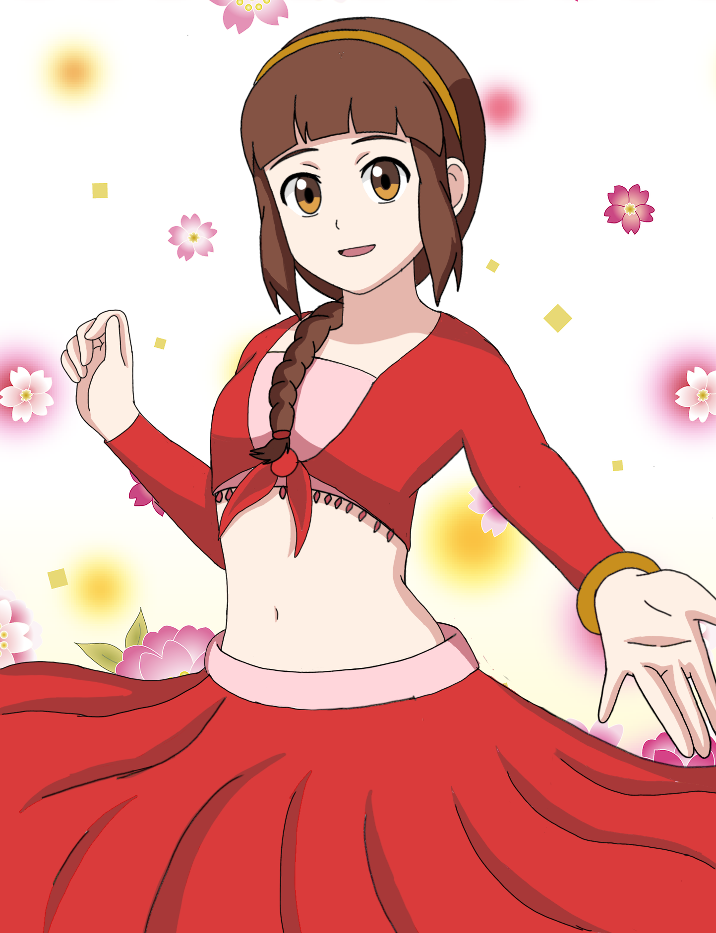 red Betta fish girl Belly dance - ibisPaint