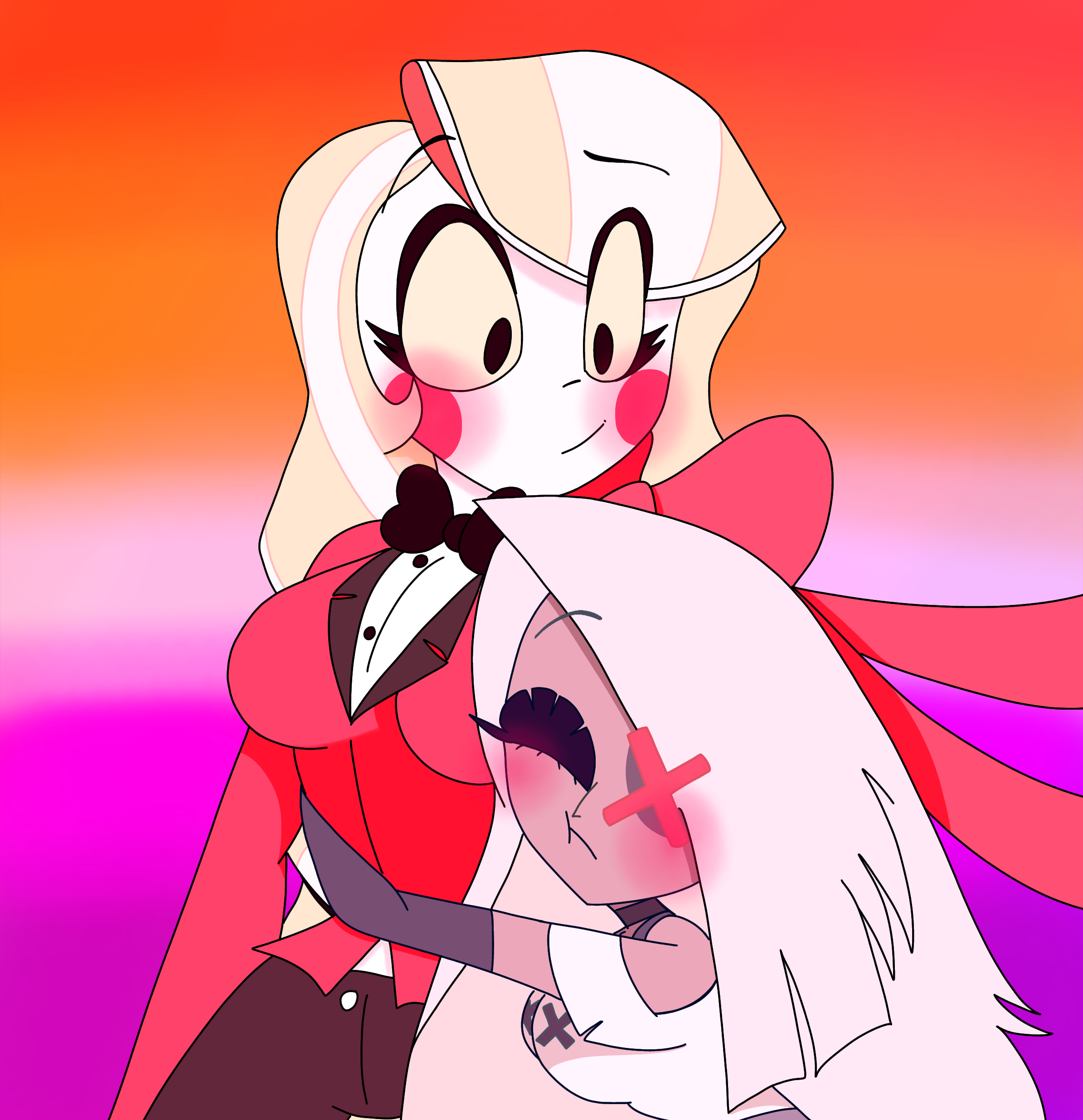 Charlie and Vaggie hugging - ibisPaint