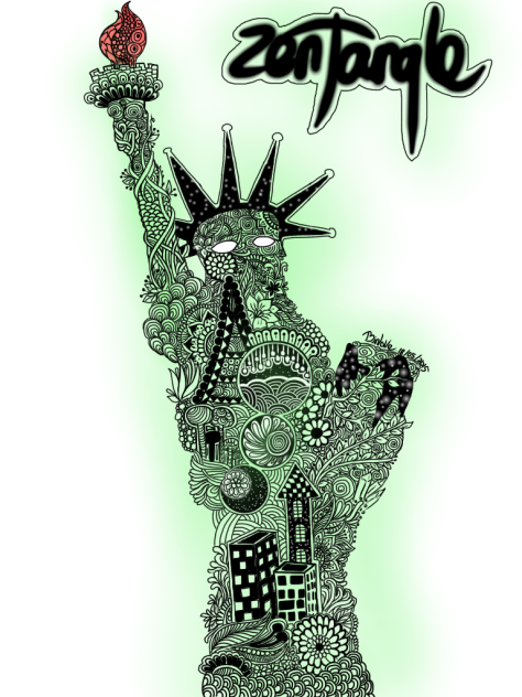 Drawing Statue of Liberty-zentangle - ibisPaint