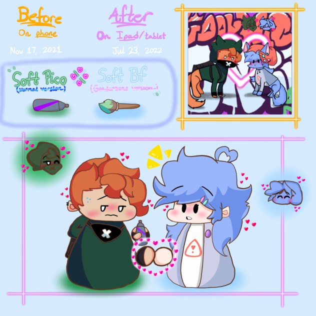 FNF 🚺Soft Bf 💖X💖 🚹 Soft Pico Remake - ibisPaint
