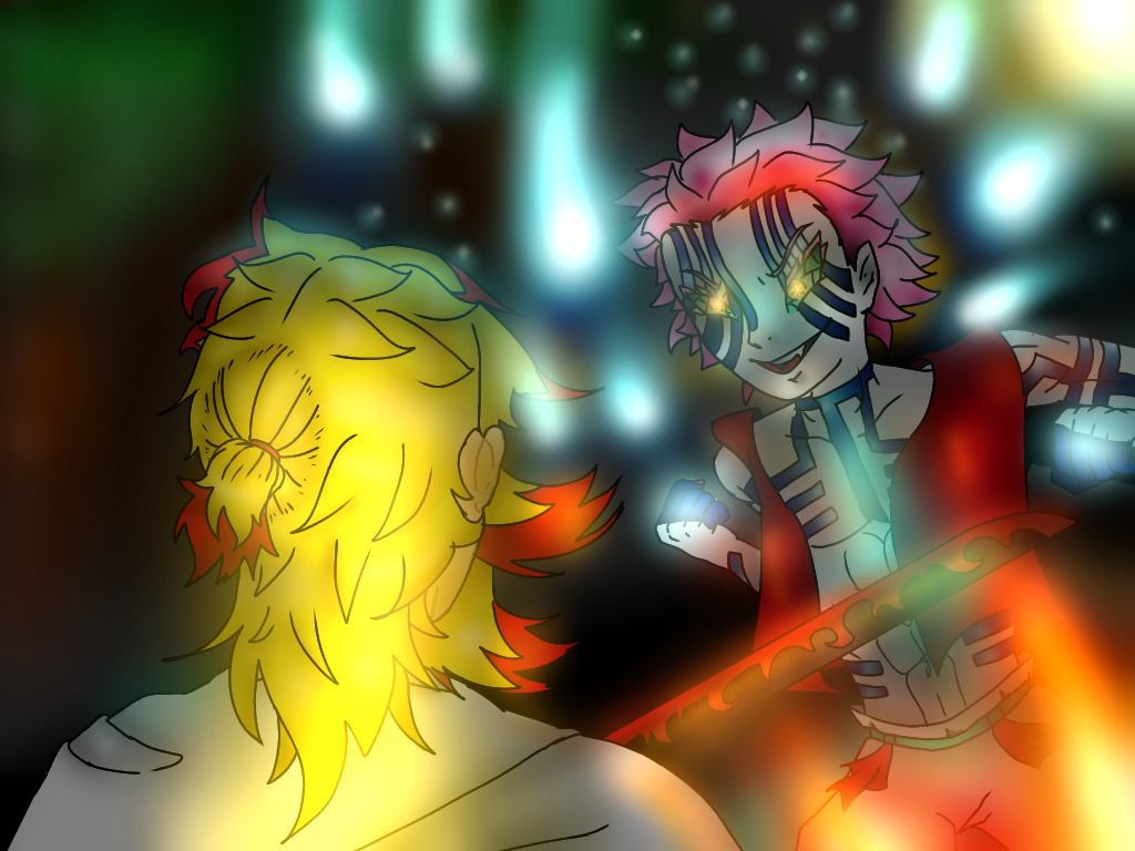 kyojuro vs. akaza - ibisPaint