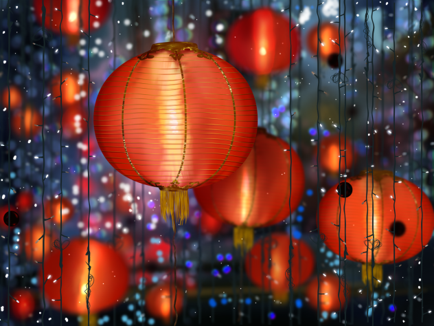 Chinese lanterns Bg - ibisPaint